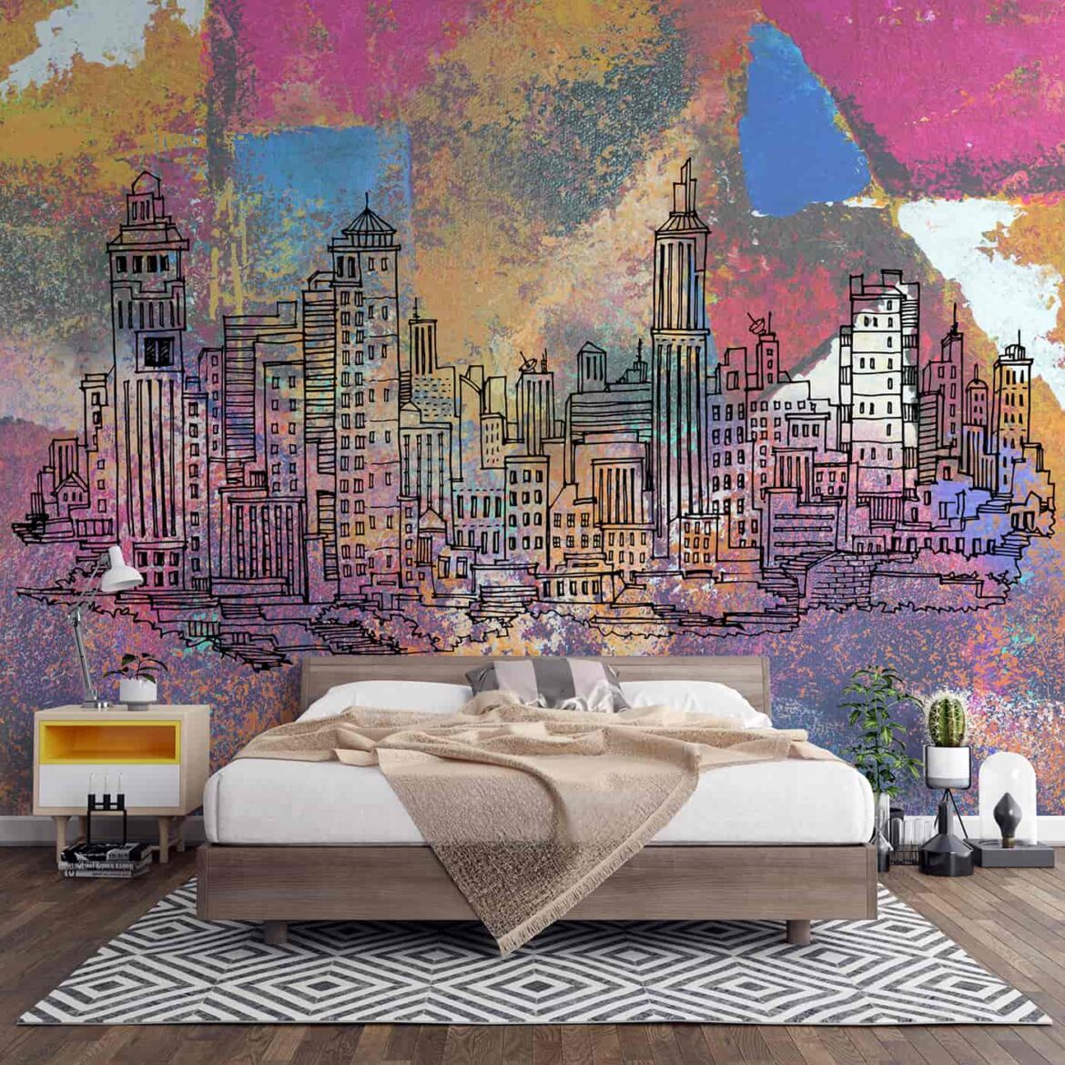Colourful Cityscape art - WallCurry