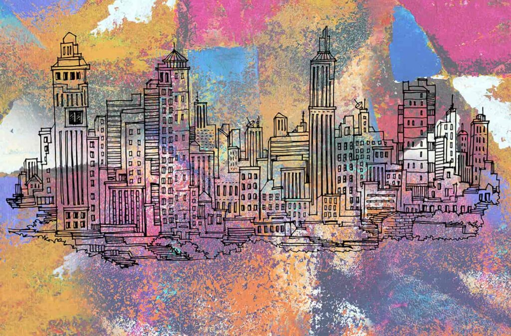 Colourful Cityscape art - WallCurry