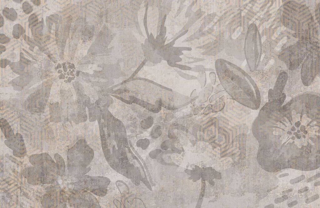 Flowers placed in retro abstract texture - WallCurry