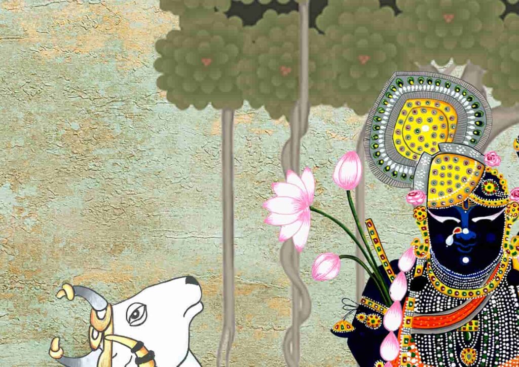 Srinathji Under Bargad Tree With Lotuses Wallpaper Online